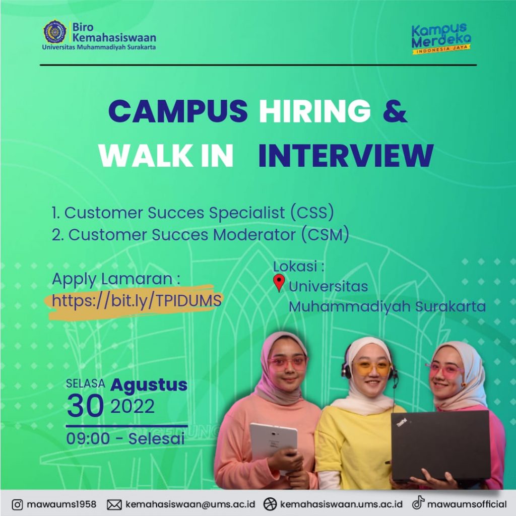 CAMPUS HIRING WALK IN INTERVIEW Direktorat Kemahasiswaan Dan CAMPUS HIRING WALK IN INTERVIEW Direktorat Kemahasiswaan Dan